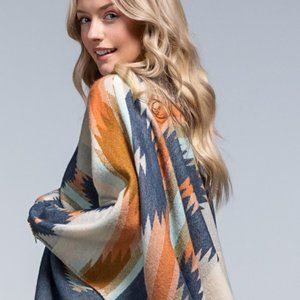 Shop_Fig | Sweaters | New Aztec Western Fringe Poncho Blanket Cardigan ...
